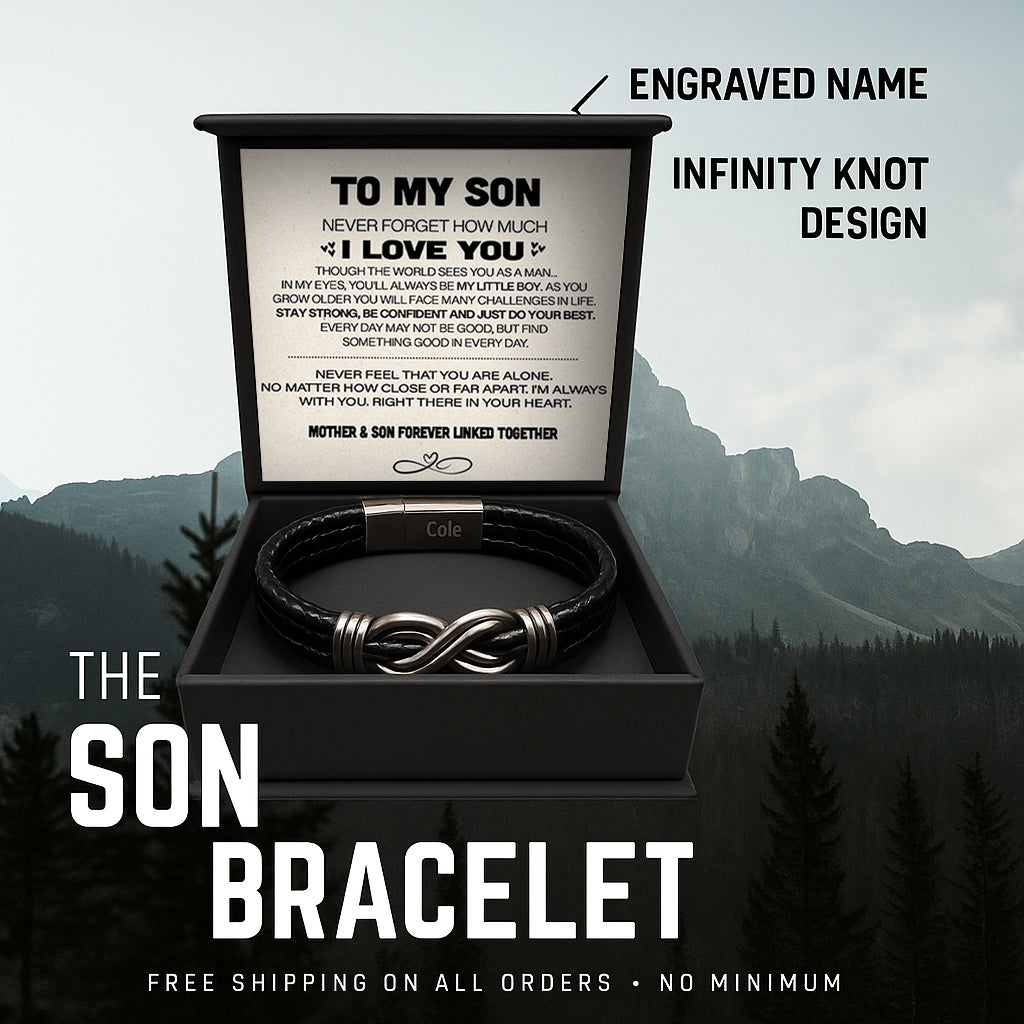 Son's Infinity Bracelet Gift Set w/ Engraved Name – Summoraft