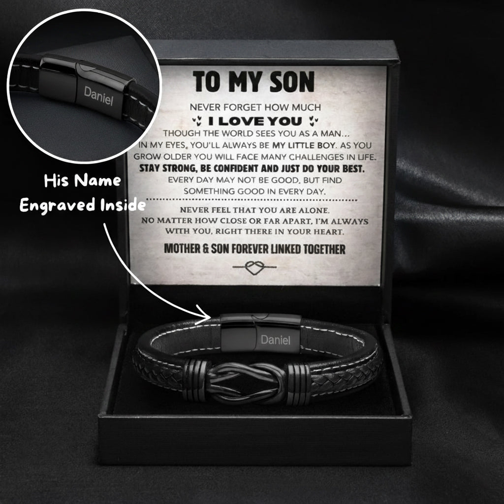 Son’s Personalized Infinity Bracelet Set – Black Edition – Summoraft